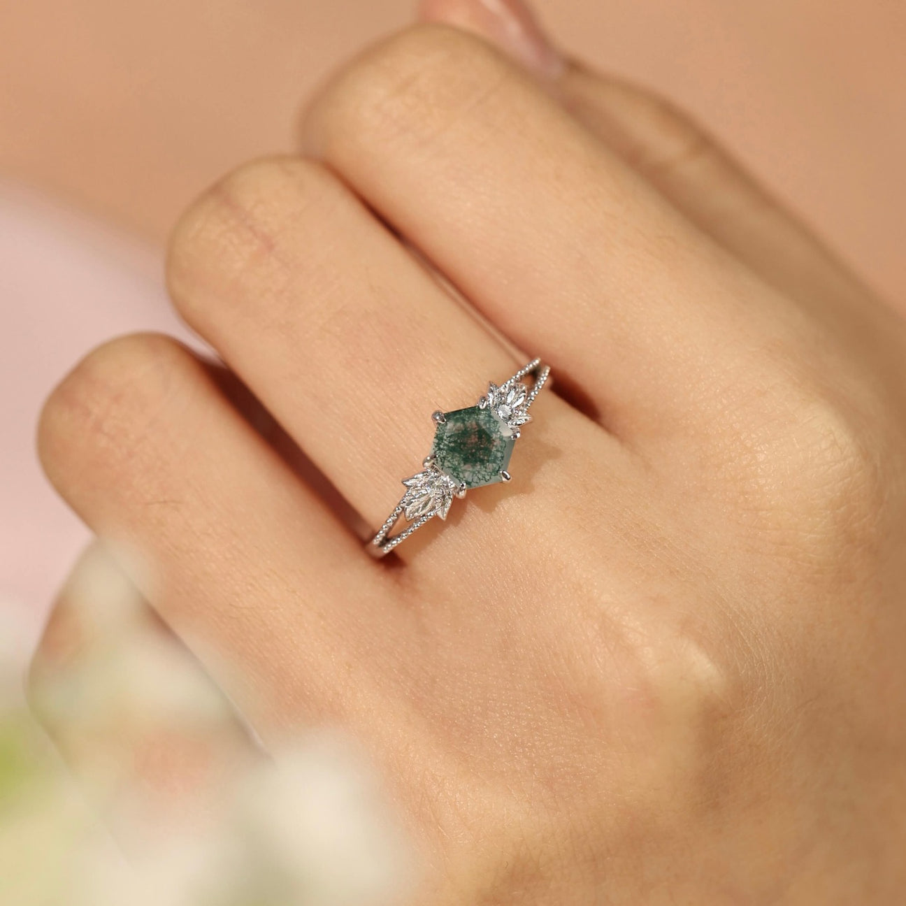 Oasis Moss Agate Ring – Azura New York